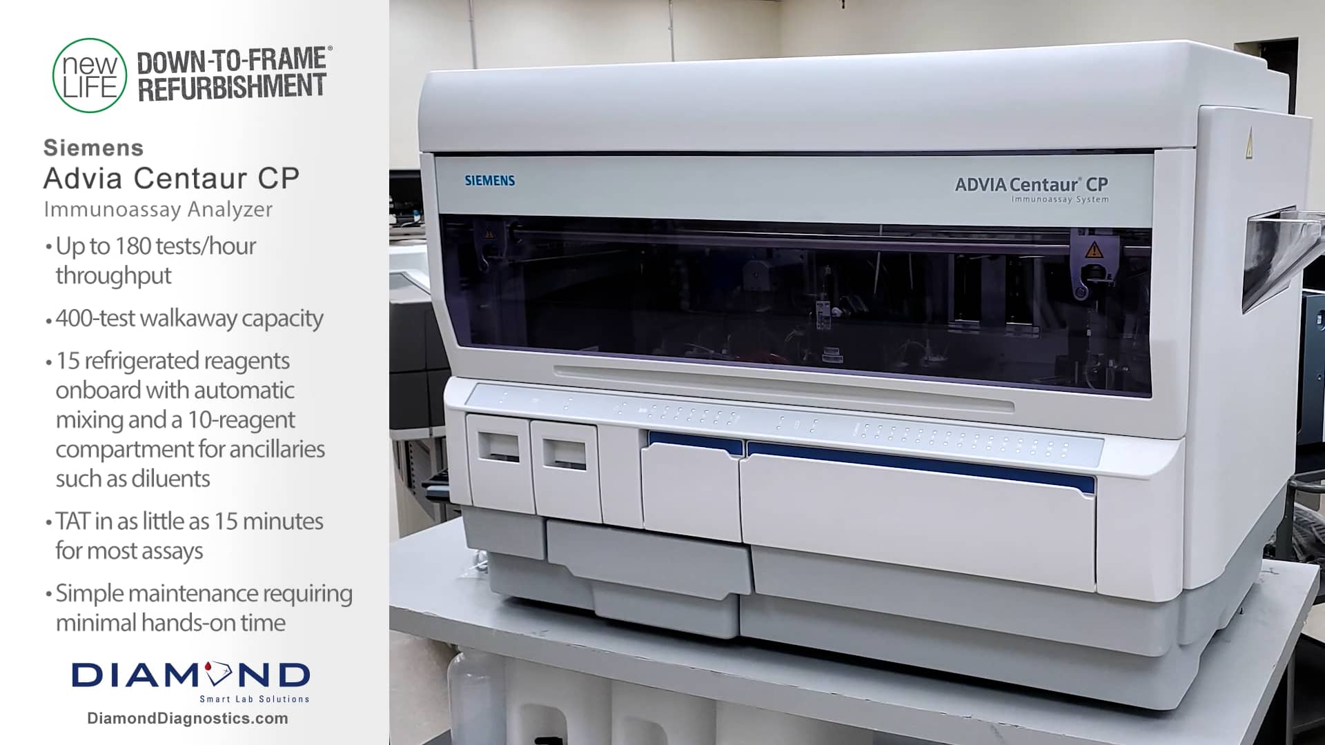 Siemens Advia Centaur CP - Down-To-Frame® Refurbished – Diamond Diagnostics.mp4 on Vimeo