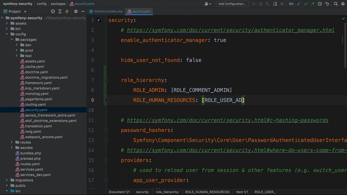 Role Hierarchy > Symfony 5 Security: Authenticators | SymfonyCasts Role Hierarchy > Symfony 5 Security: Authenticators | SymfonyCasts