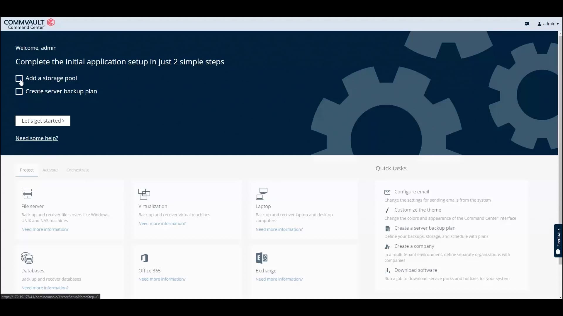 Commvault Command Center Core Setup on Vimeo