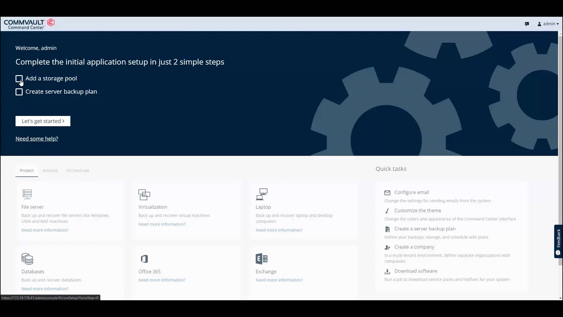 Commvault Command Center Core Setup on Vimeo