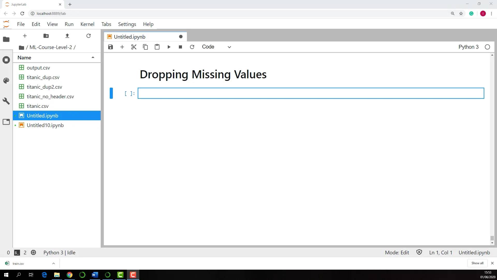 S05L05 - Dropping Missing Values on Vimeo