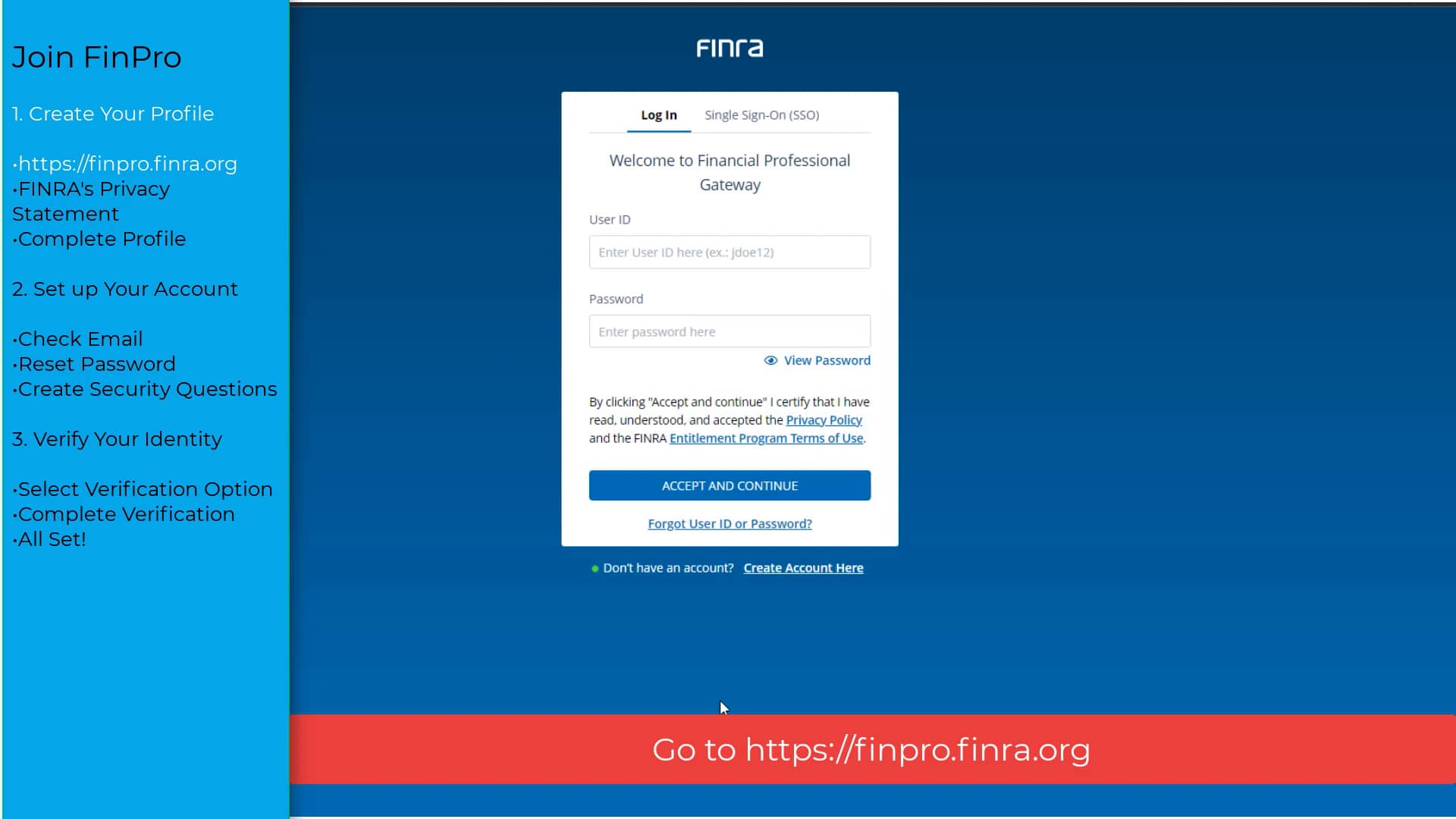 FinPro Create New Account - New Login screens on Vimeo
