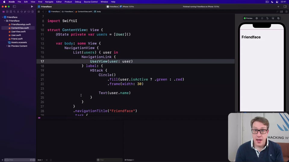 Friendface, part 2 – Hacking with Swift+