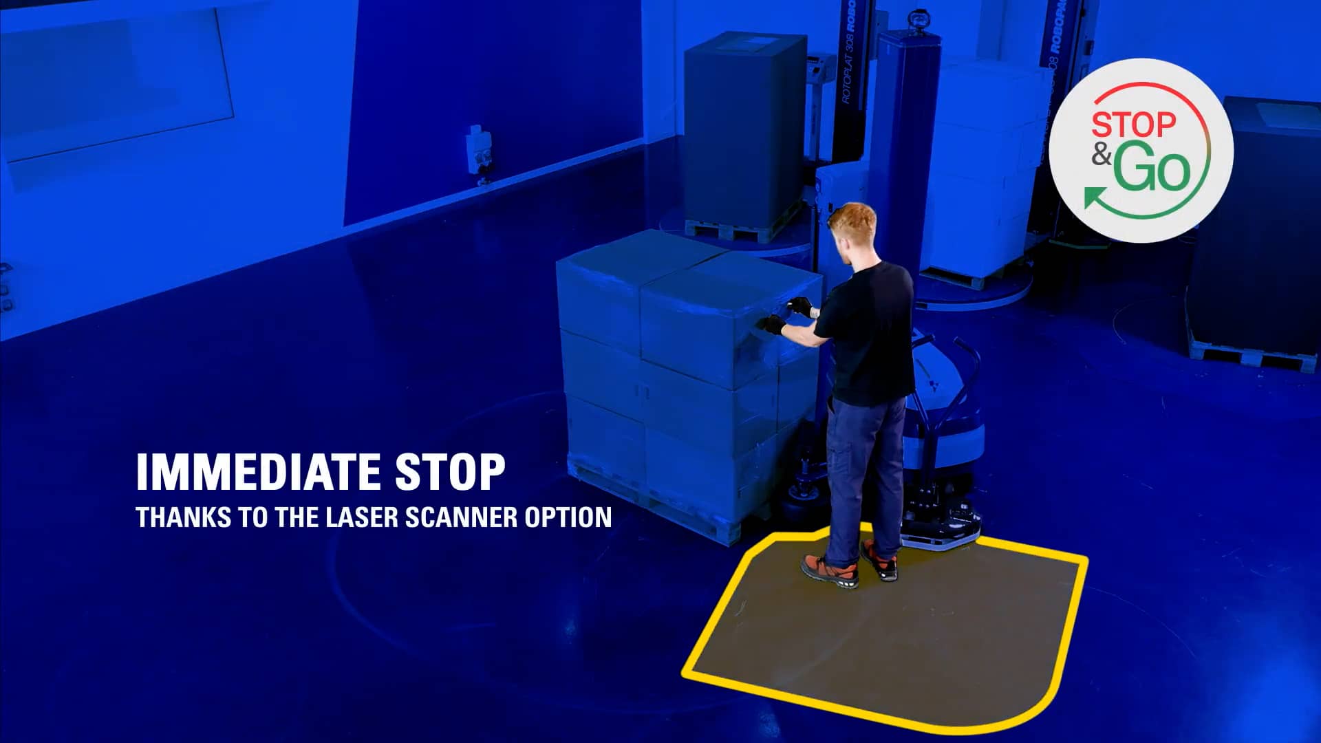 Robopac USA Robot S7 Stop and Go safety feature on Vimeo