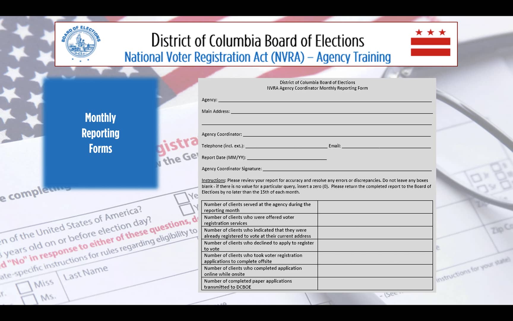 NVRA Training Part 4 The Monthly Reporting Forms on Vimeo