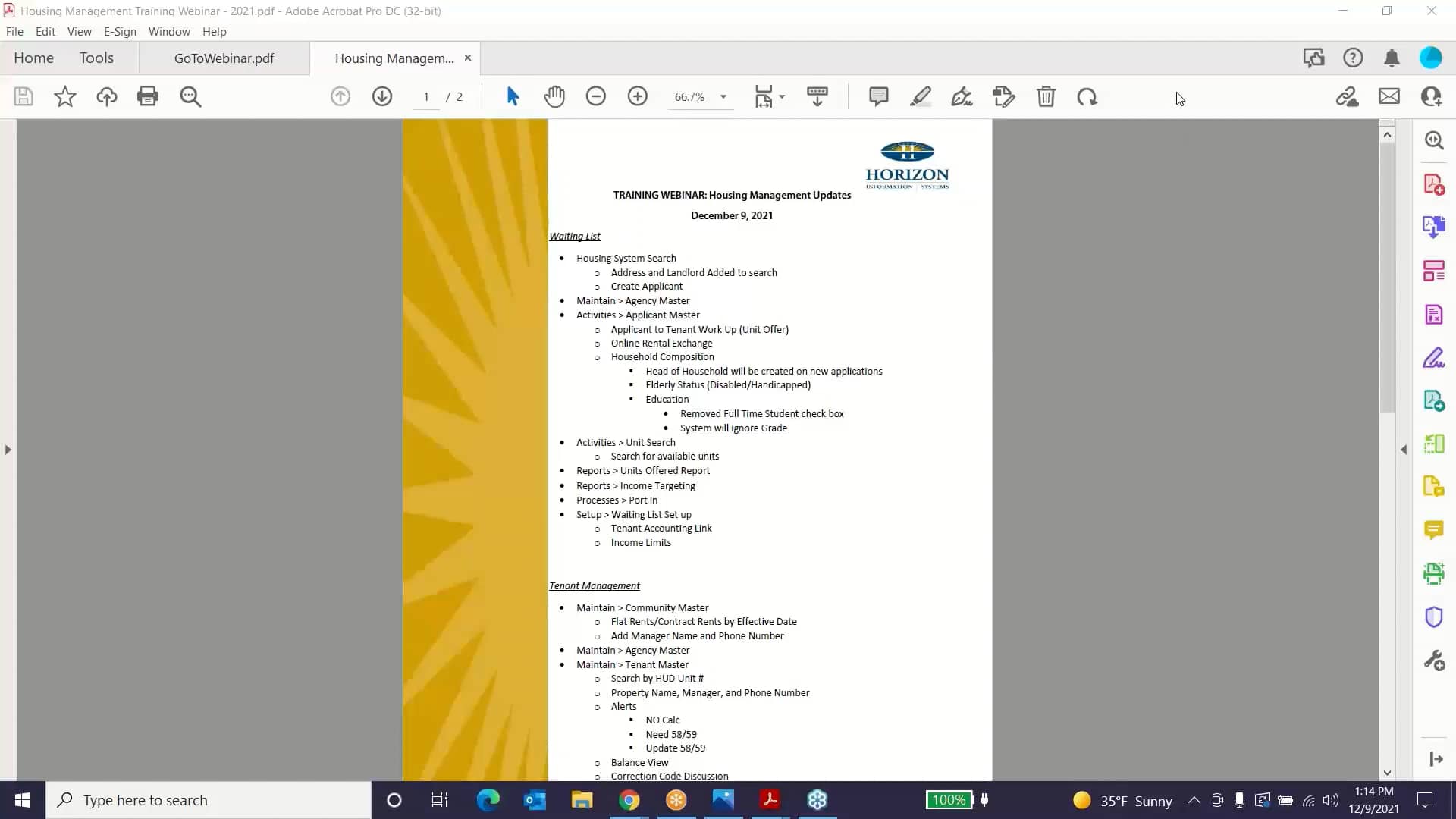 Housing Management - Update Training Webinar 2021 on Vimeo