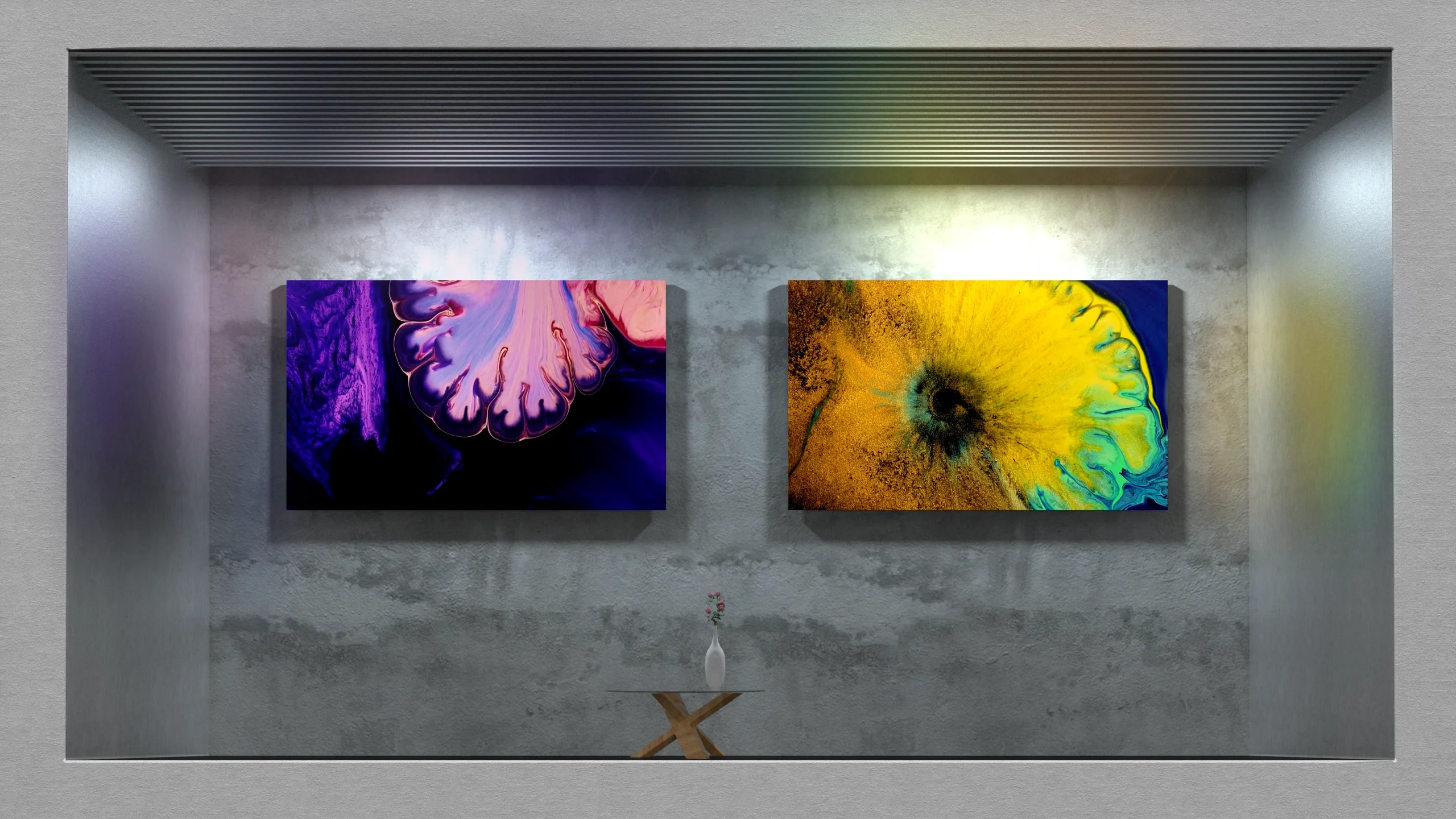 Forced Perspective 3D Art Gallery Content for LED Video Wall Display