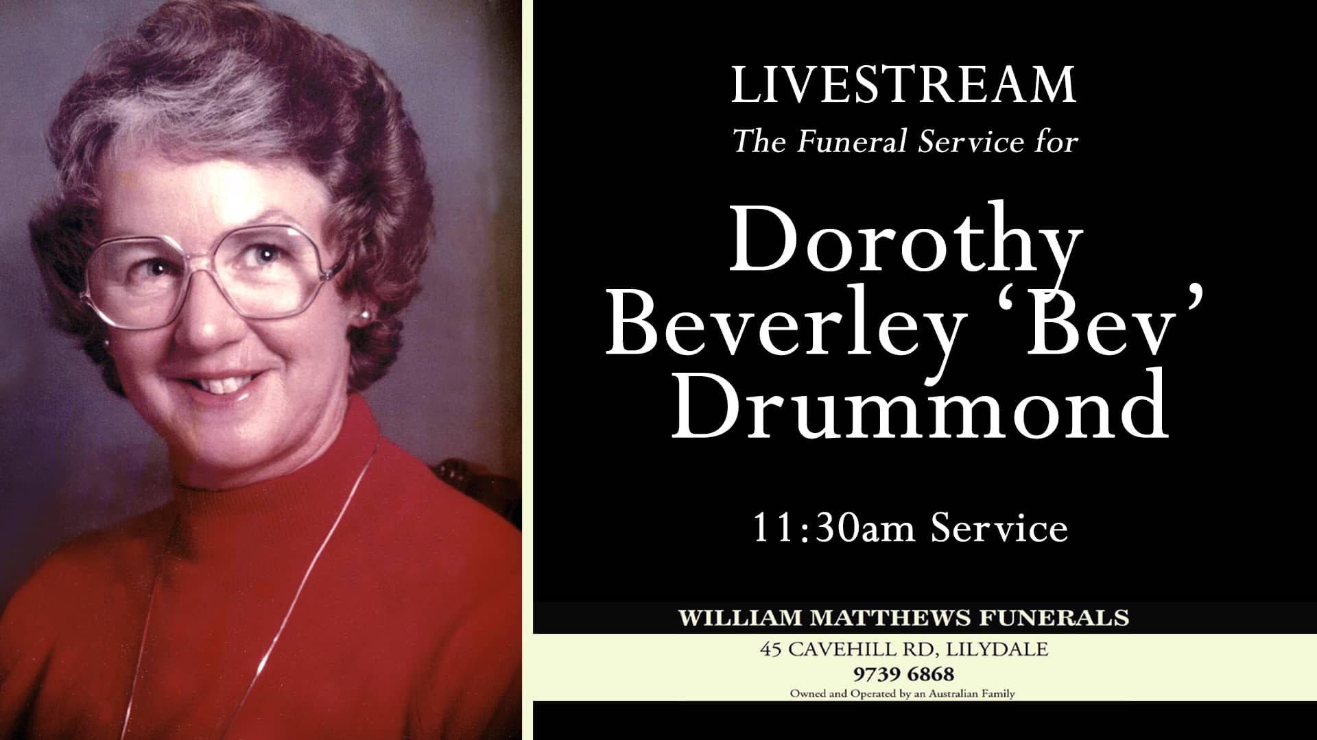 the Funeral Service for Dorothy Beverley (Bev) Drummond on Vimeo