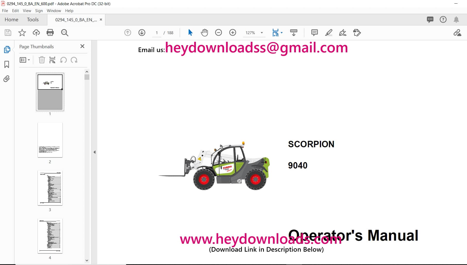 CLASS SCORPION 9040 Operator's Manual - PDF DOWNLOAD on Vimeo