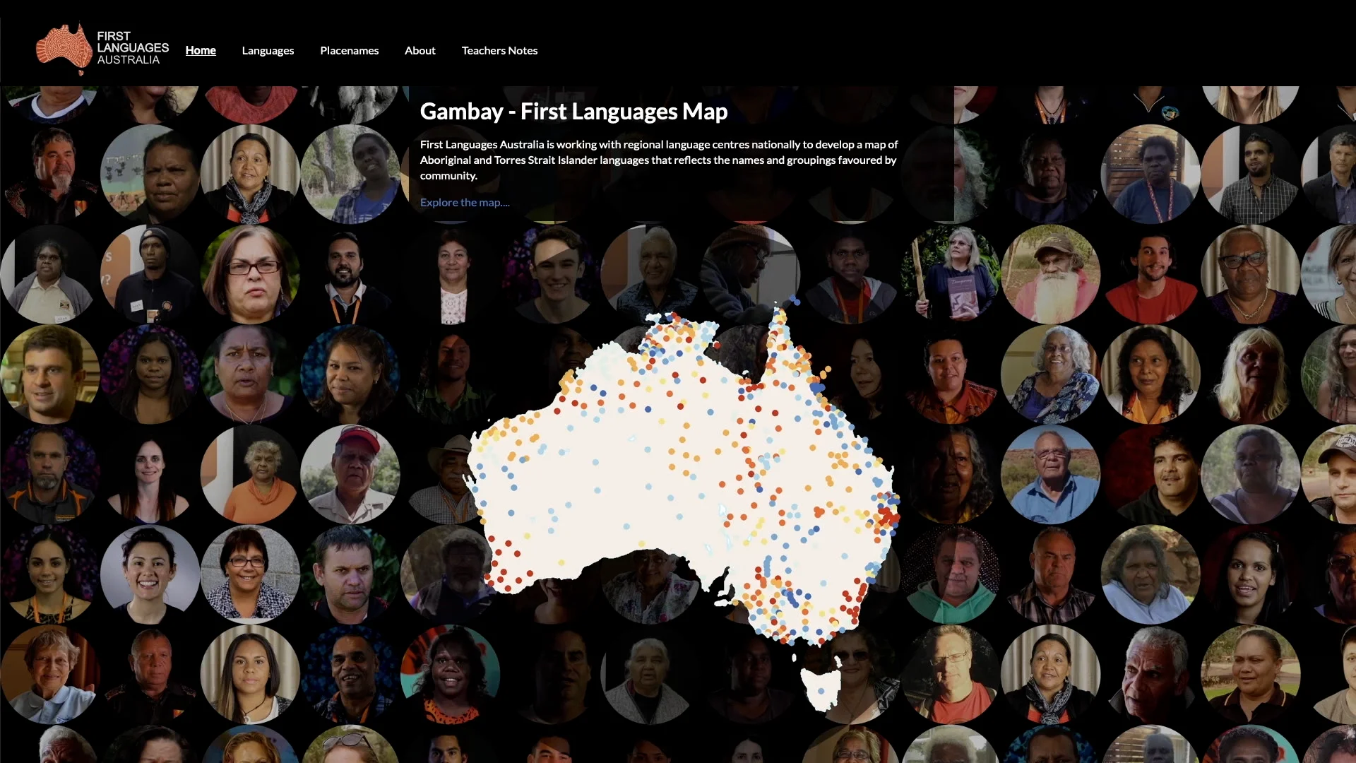 Introducing Gambay: First languages map