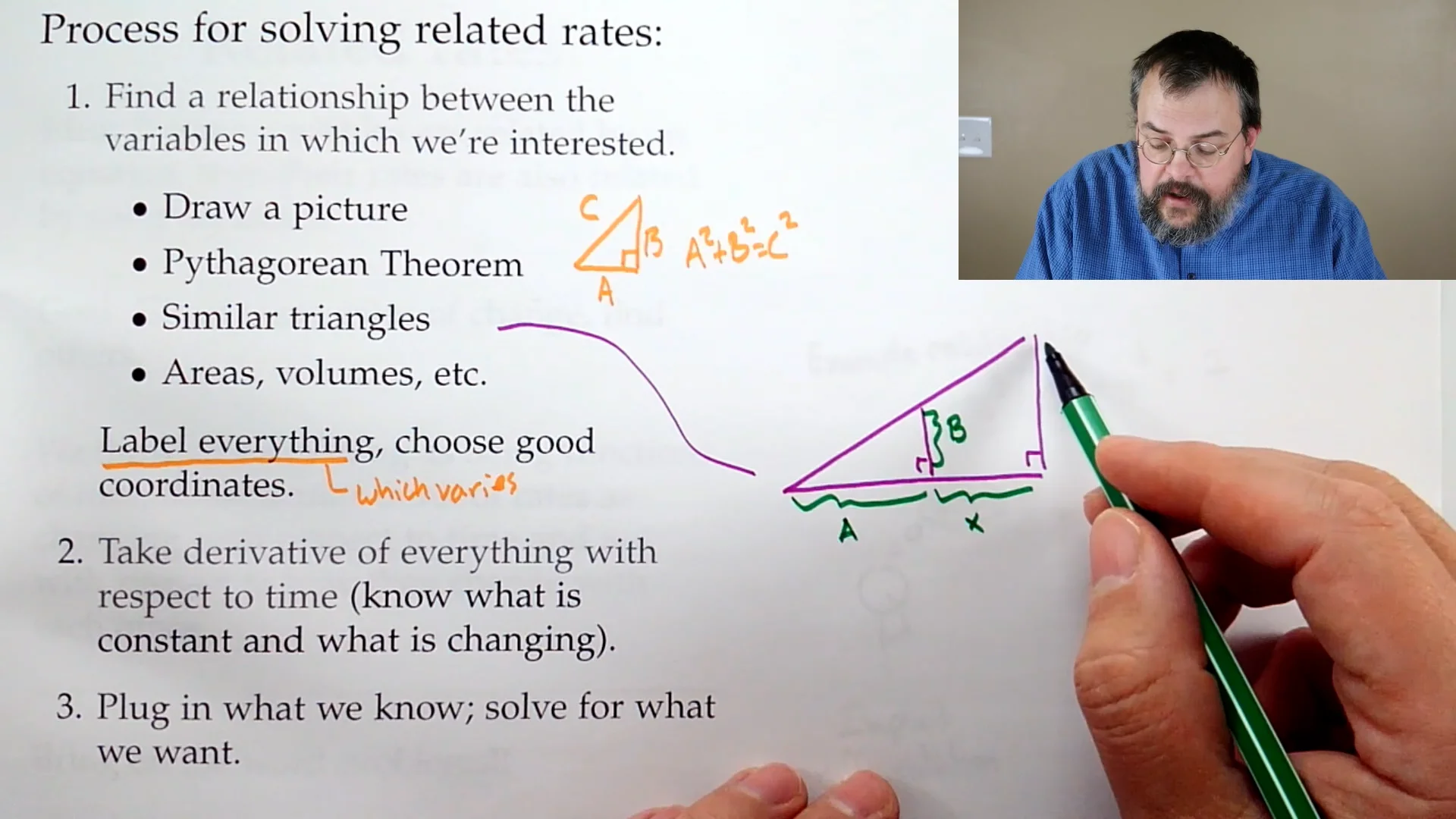 [Calc 1 Online] 16 - Related rates (overview) on Vimeo