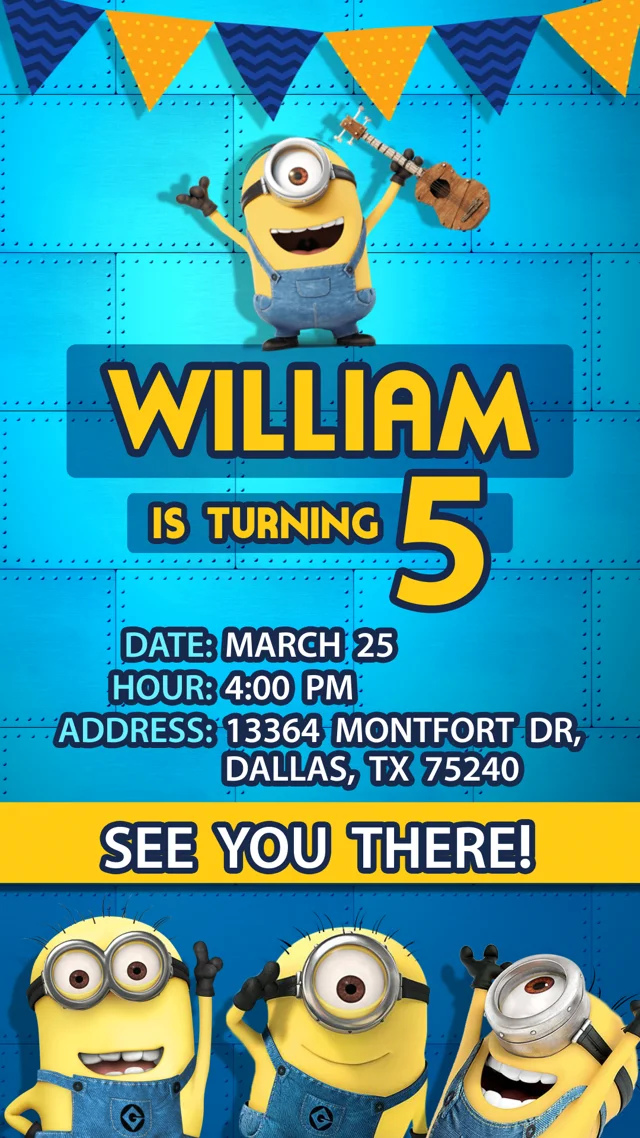Minions Happy Birthday Invitation