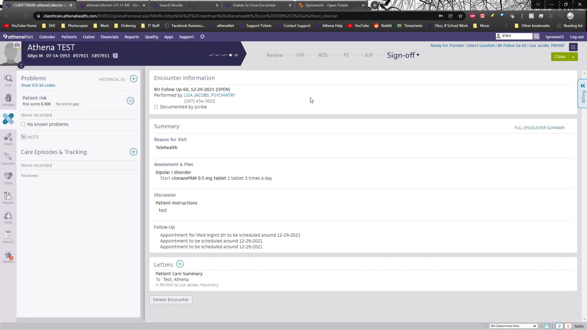 CLIENTTRAIN_ athenaCollector v2111 ME - Eastport Health Care, Inc [8309 ...