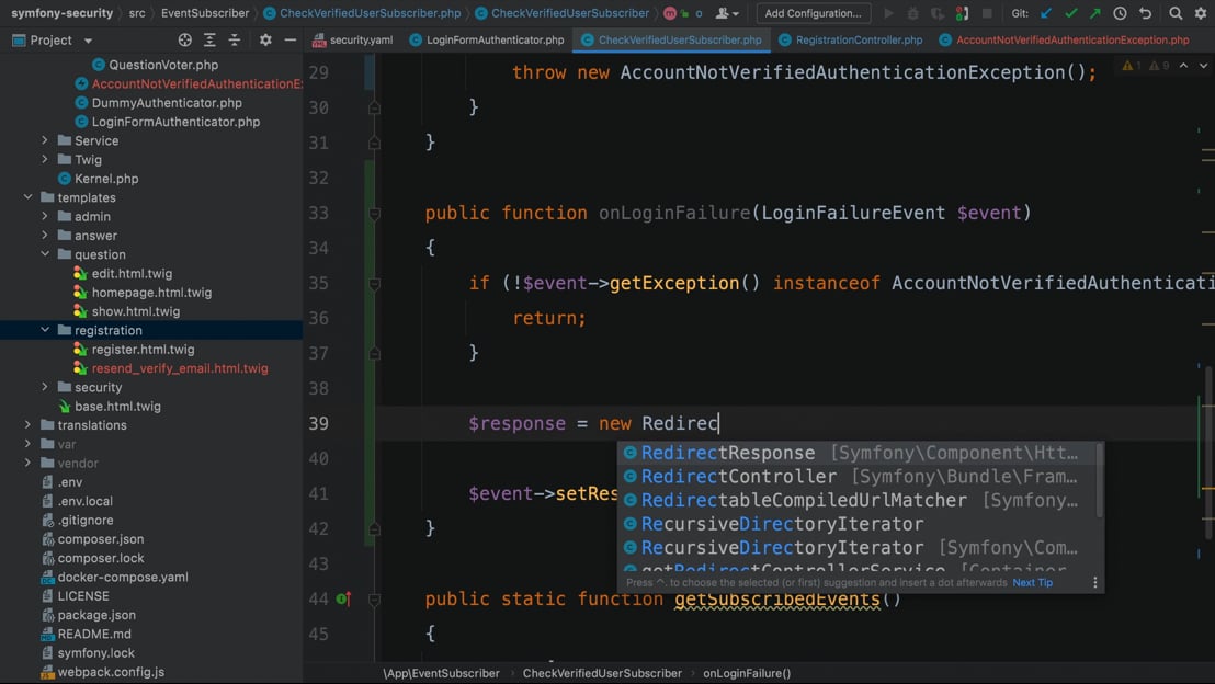 Custom Redirect When Email Not Verified Symfony 5 Security Authenticators Symfonycasts