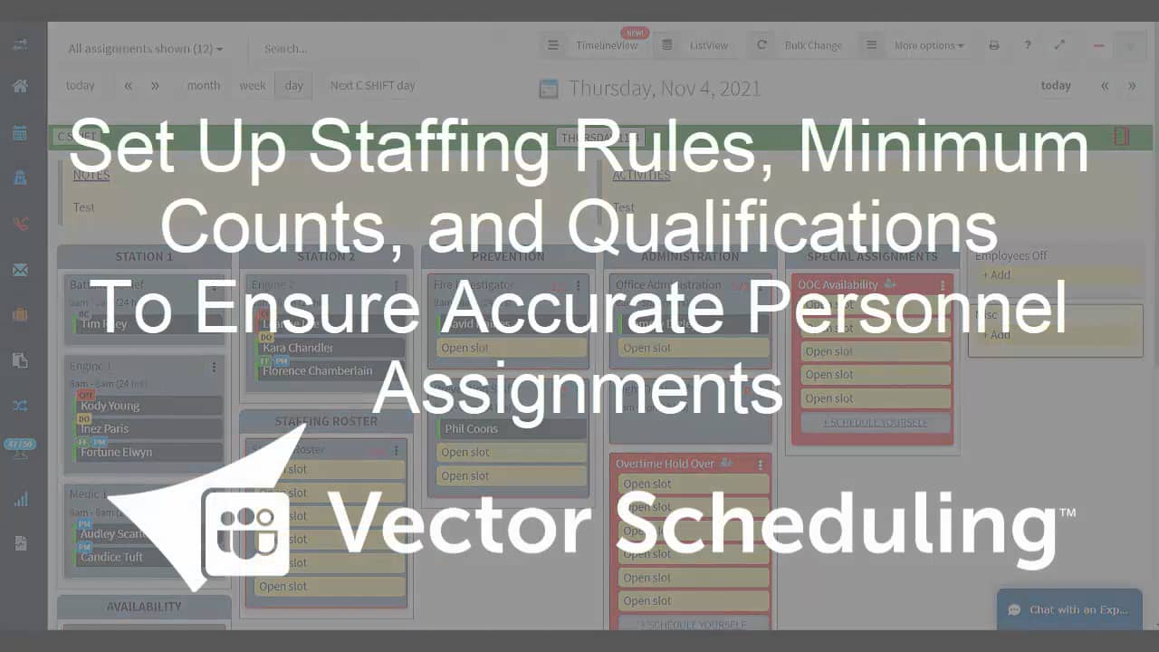Vector Scheduling - Set Staffing Rules, Minimum Counts, and ...