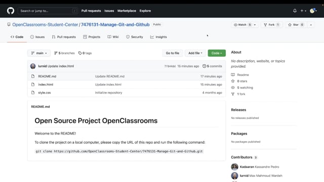 Work With A Remote Repository Manage Your Code Project With Git And Github Openclassrooms