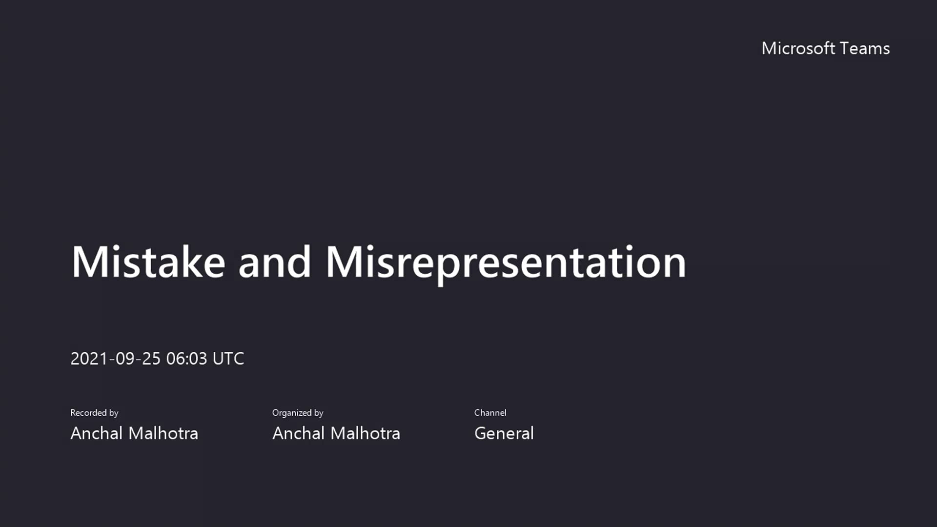 mistake and misrepresentation on Vimeo