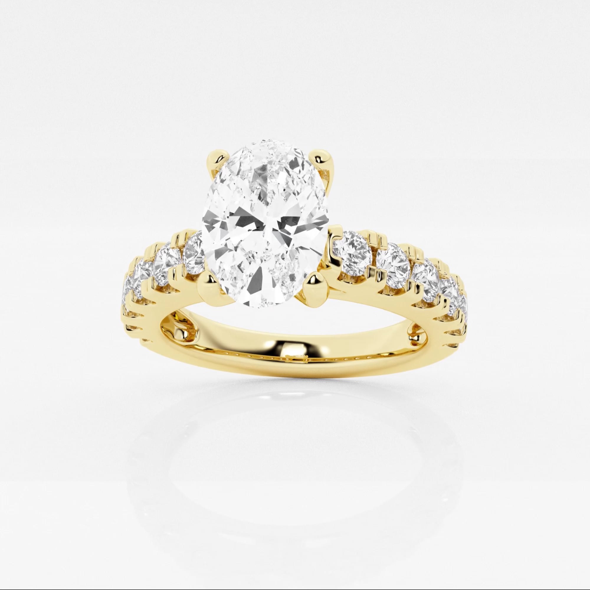 3 ctw Oval Lab Grown Diamond Engagement Ring with Split Prong Side ...