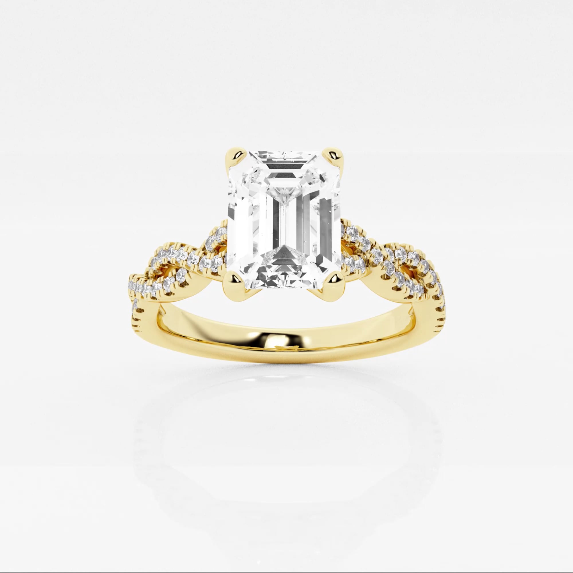 2 1/4 ctw Emerald Lab Grown Diamond Double Twist Engagement Ring ...