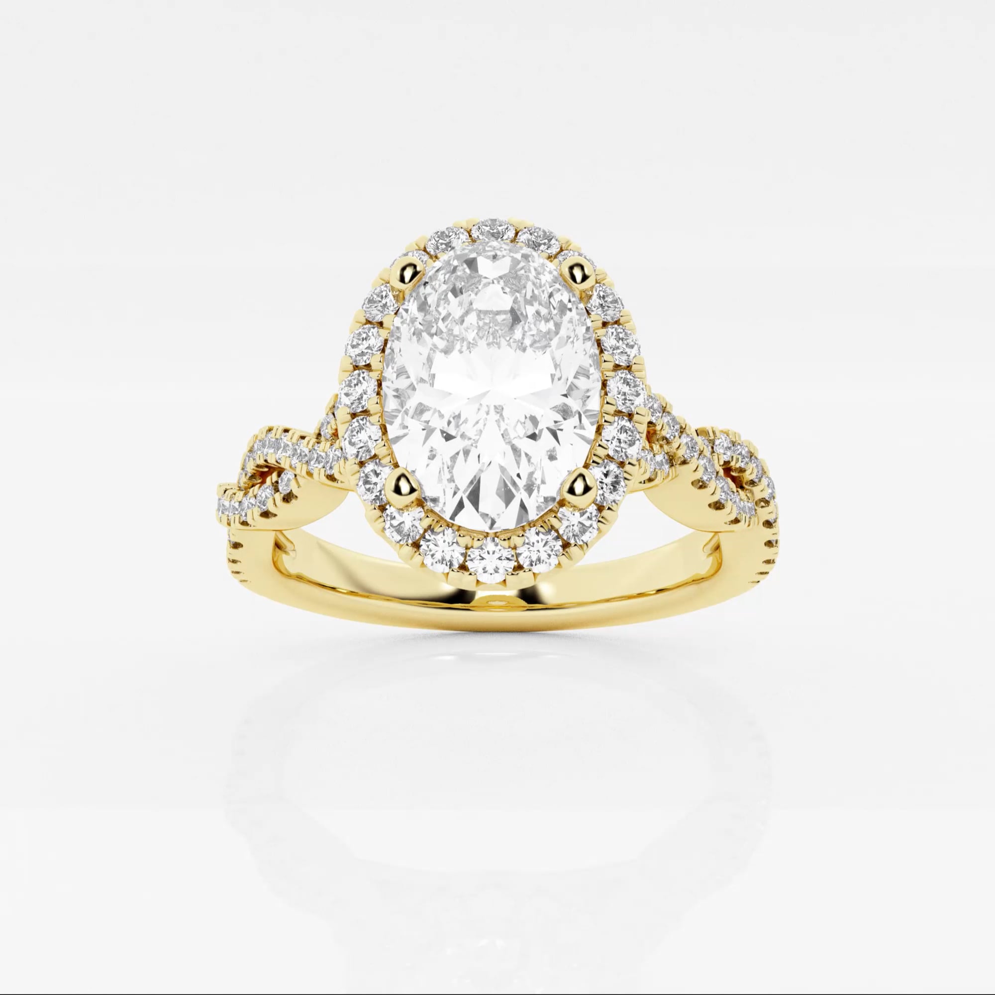 2 ctw Oval Lab Grown Diamond Double Twist Halo Engagement Ring ...