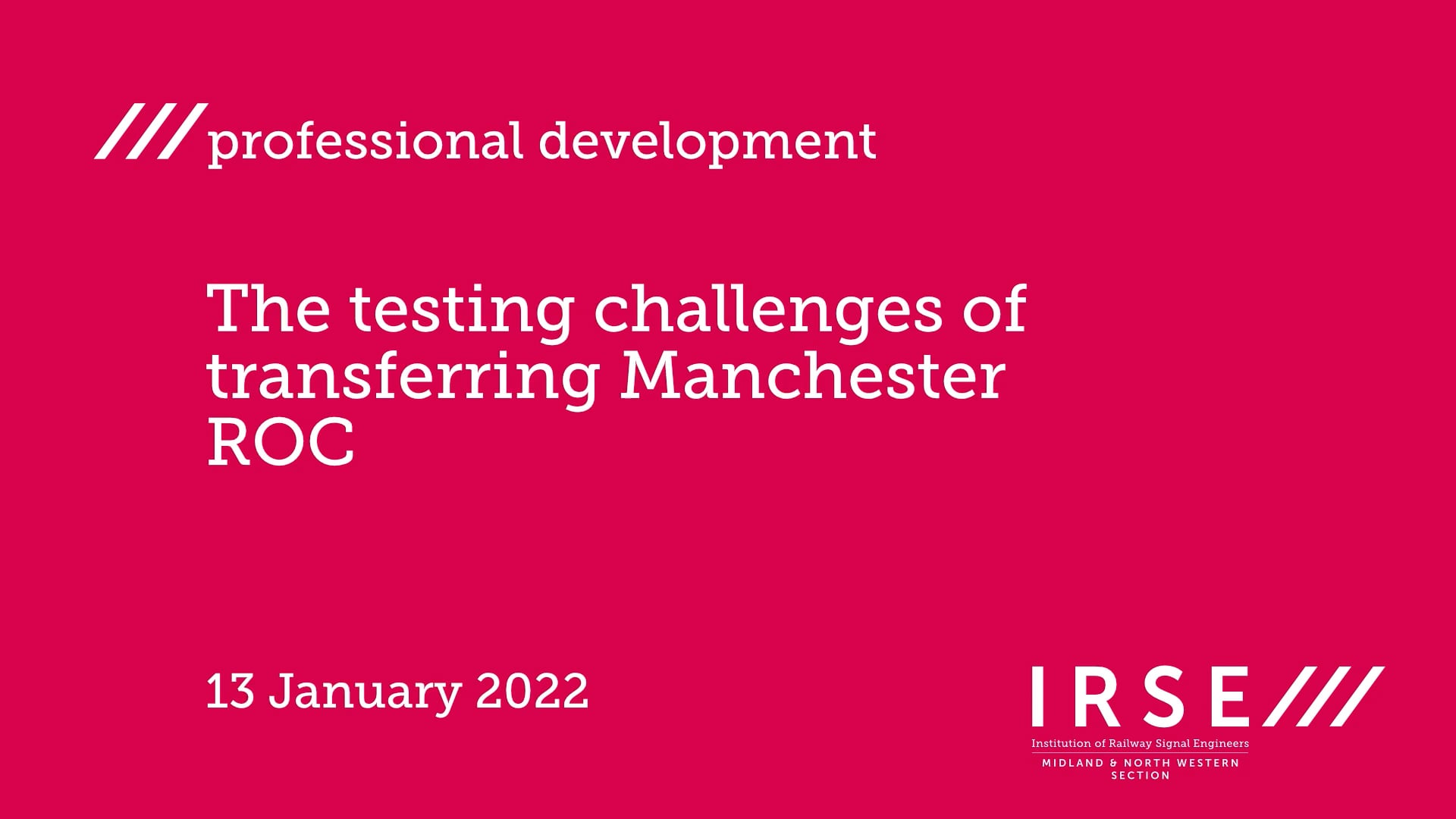 The testing challenges of transferring Manchester ROC on Vimeo