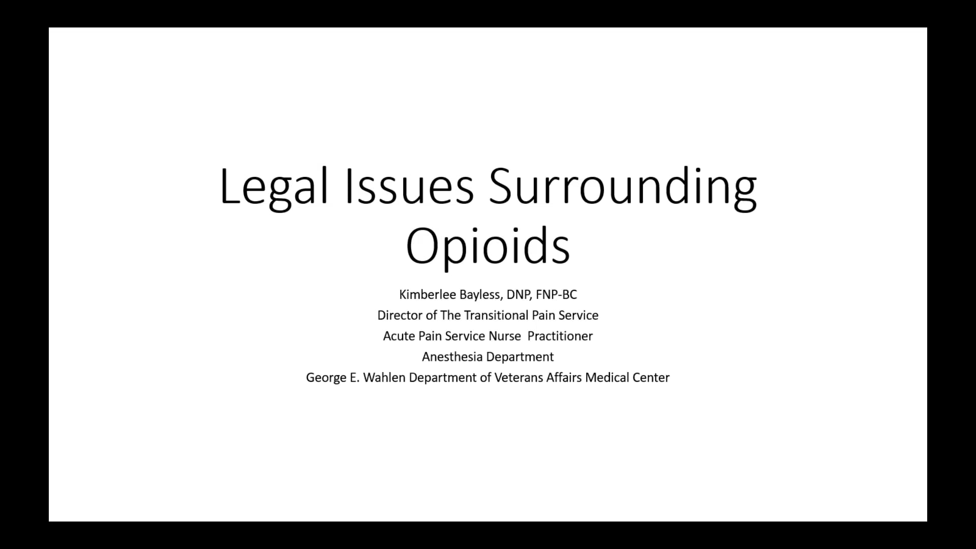 Legal Issues Surrounding Opioids (Pharmacology Credit).mp4 on Vimeo
