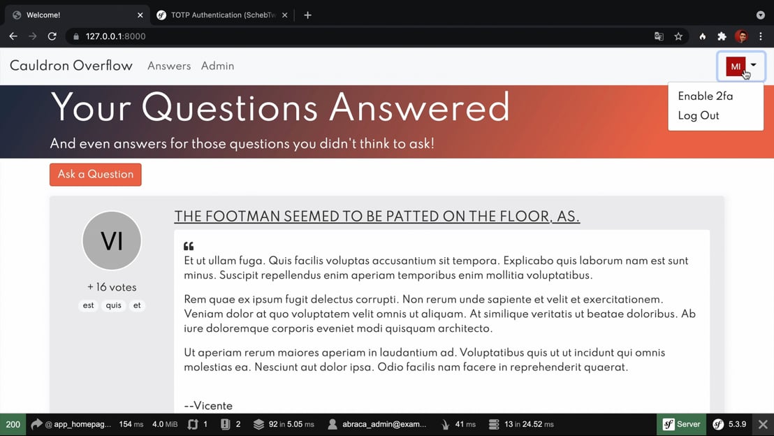 Activating 2fa Symfony 5 Security Authenticators Symfonycasts
