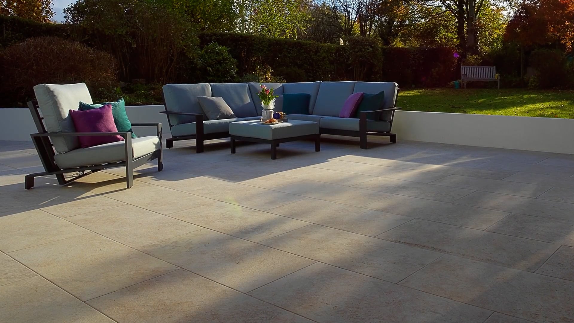 Pavestone - Pavestone Dolomite Travertine Porcelain Patio Paving on Vimeo