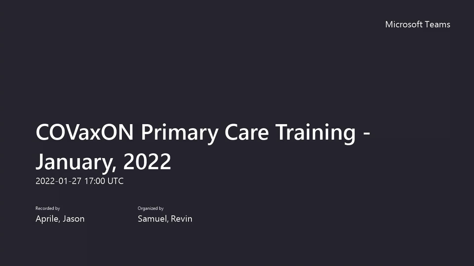 COVaxON Primary Care Training - January 27, 2022 on Vimeo