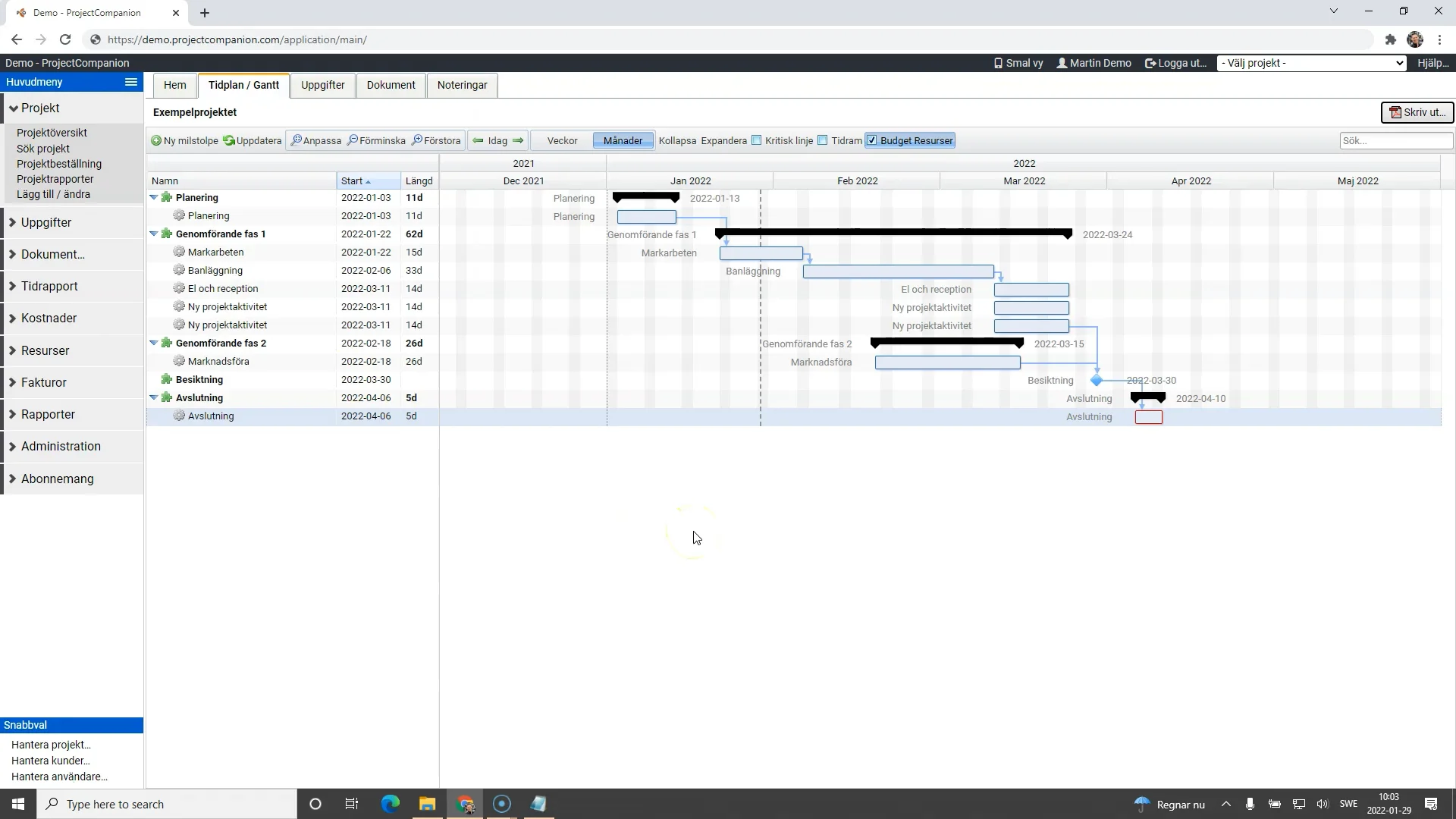 ProjectCompanion funktioner - Tidplan on Vimeo