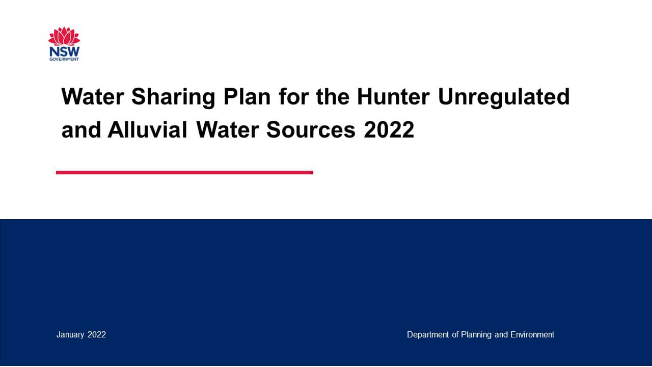 Water Sharing Plan for the Hunter unregulated and alluvial water ...