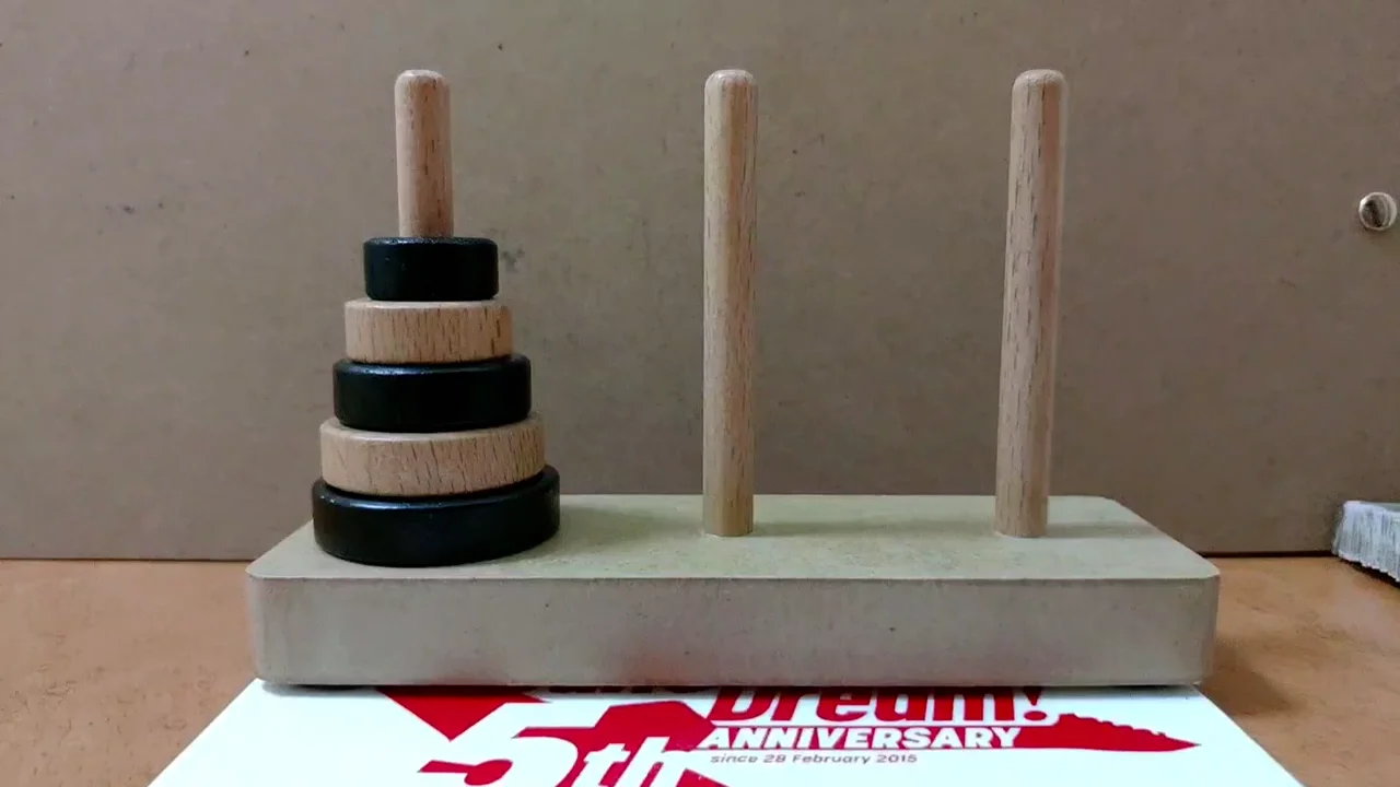 Tower of Hanoi, 5 disks in 30 Seconds