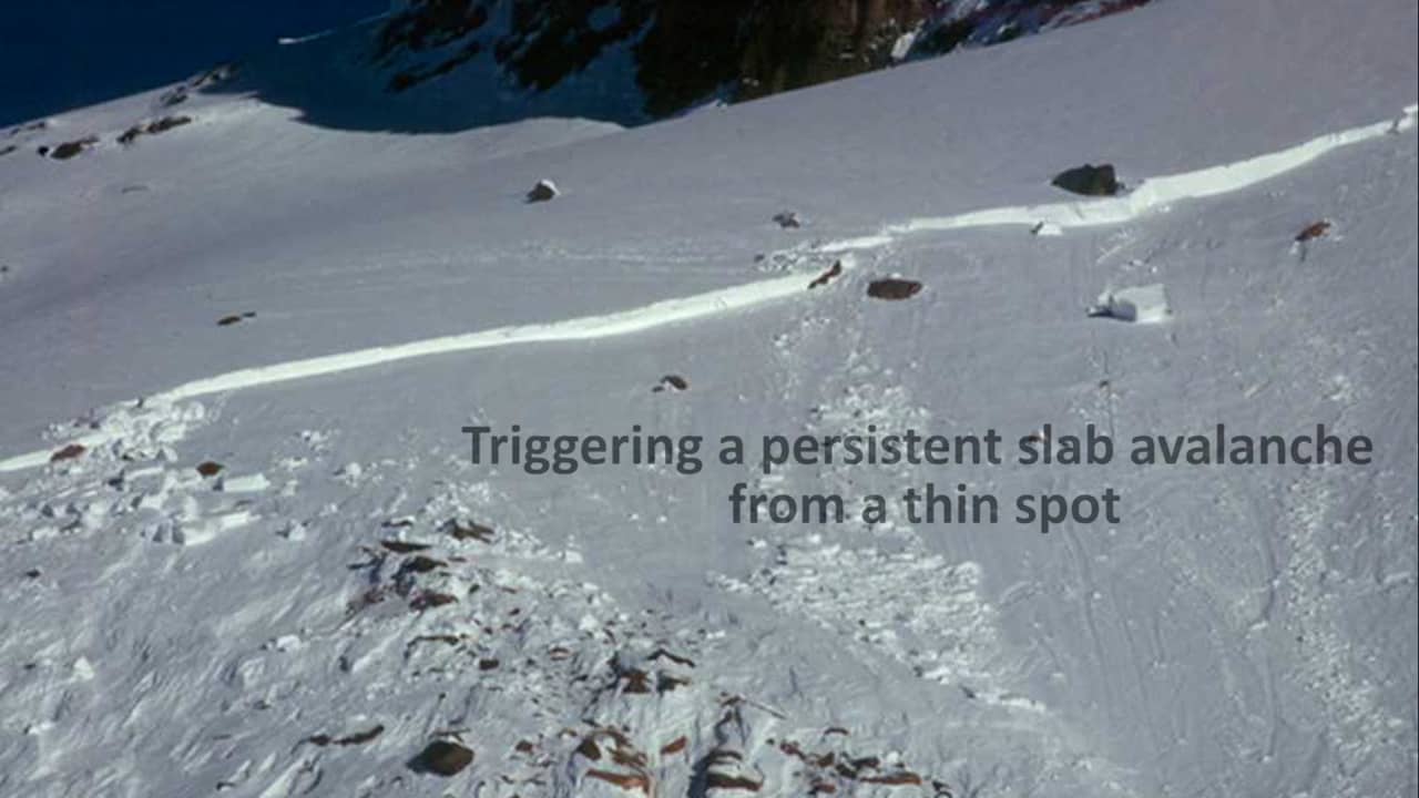 Triggering a persistent slab avalanche from a thin spot on Vimeo