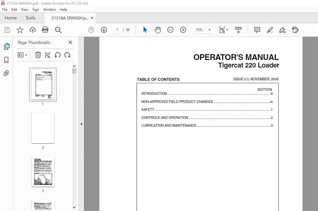 Tigercat 220 Loader Operator's Manual - PDF DOWNLOAD on Vimeo