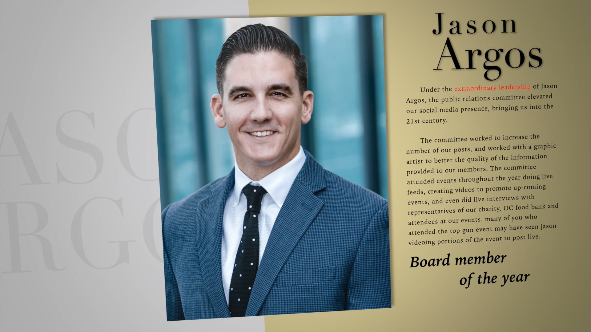 Jason Argos: OCTLA Board Member of the Year on Vimeo