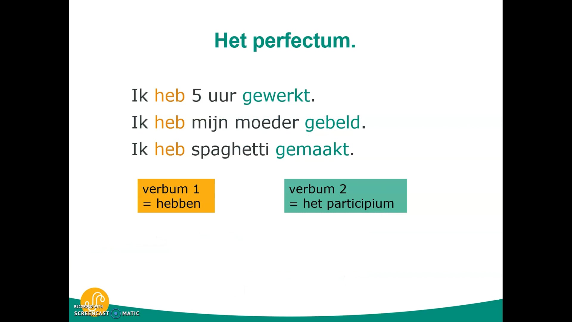 3. Vorm van het perfectum: verbum 2 :: Het perfectum