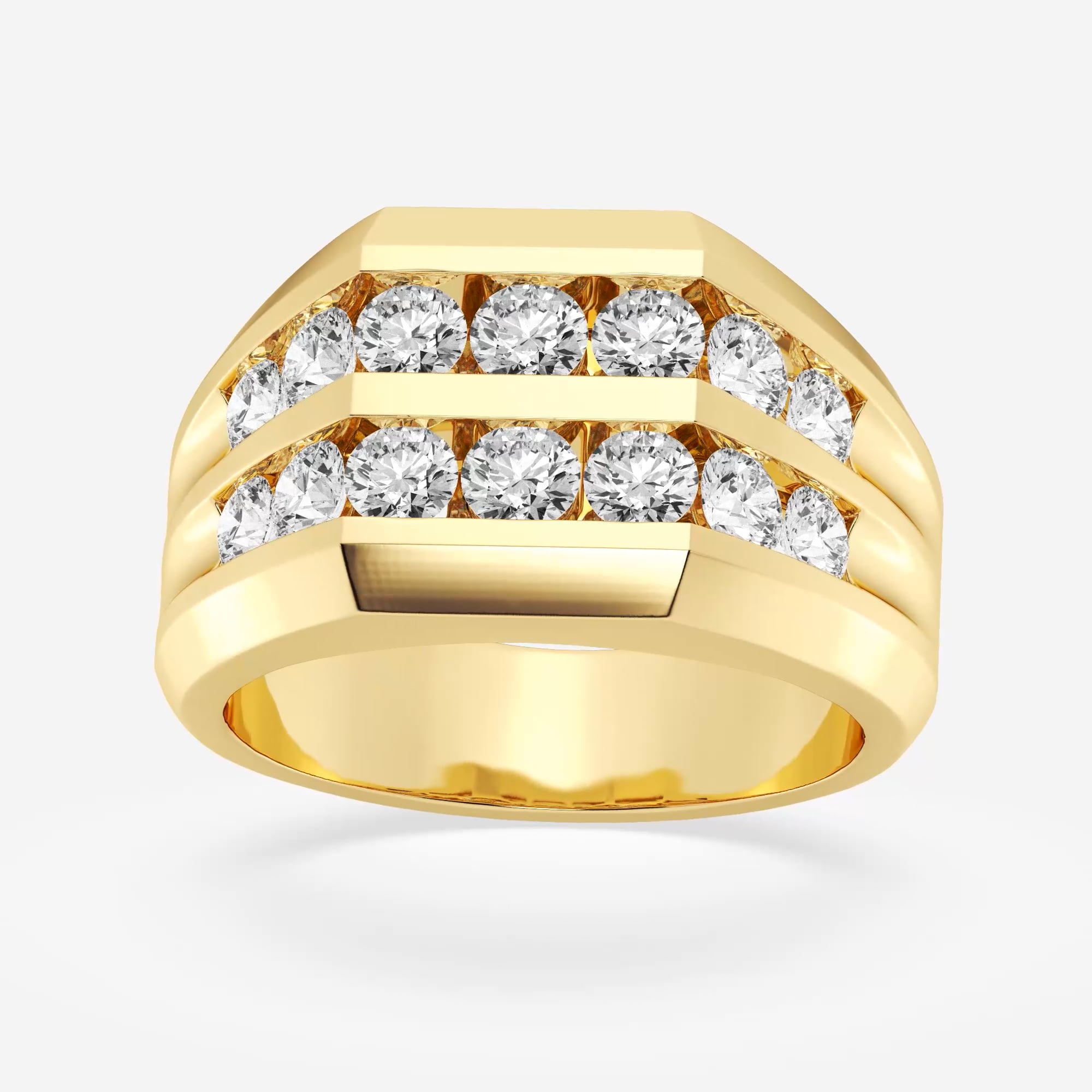 2 ctw Round Lab Grown Diamond Mens Double Row Channel Set Wedding Band ...