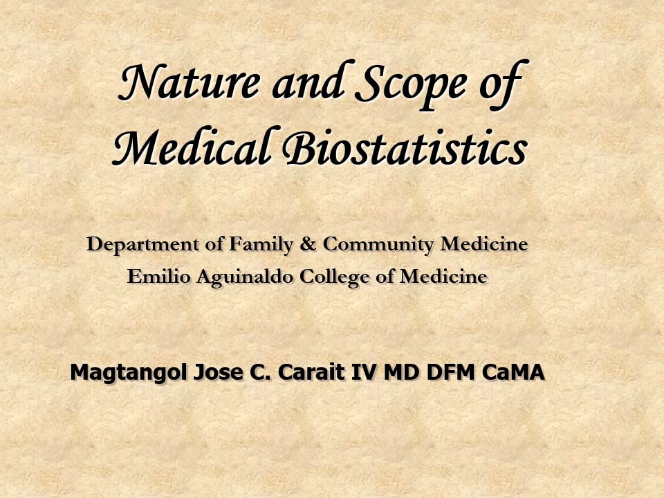 NATURE AND SCOPE OF BIOSTATISTICS 2020 part 1 on Vimeo