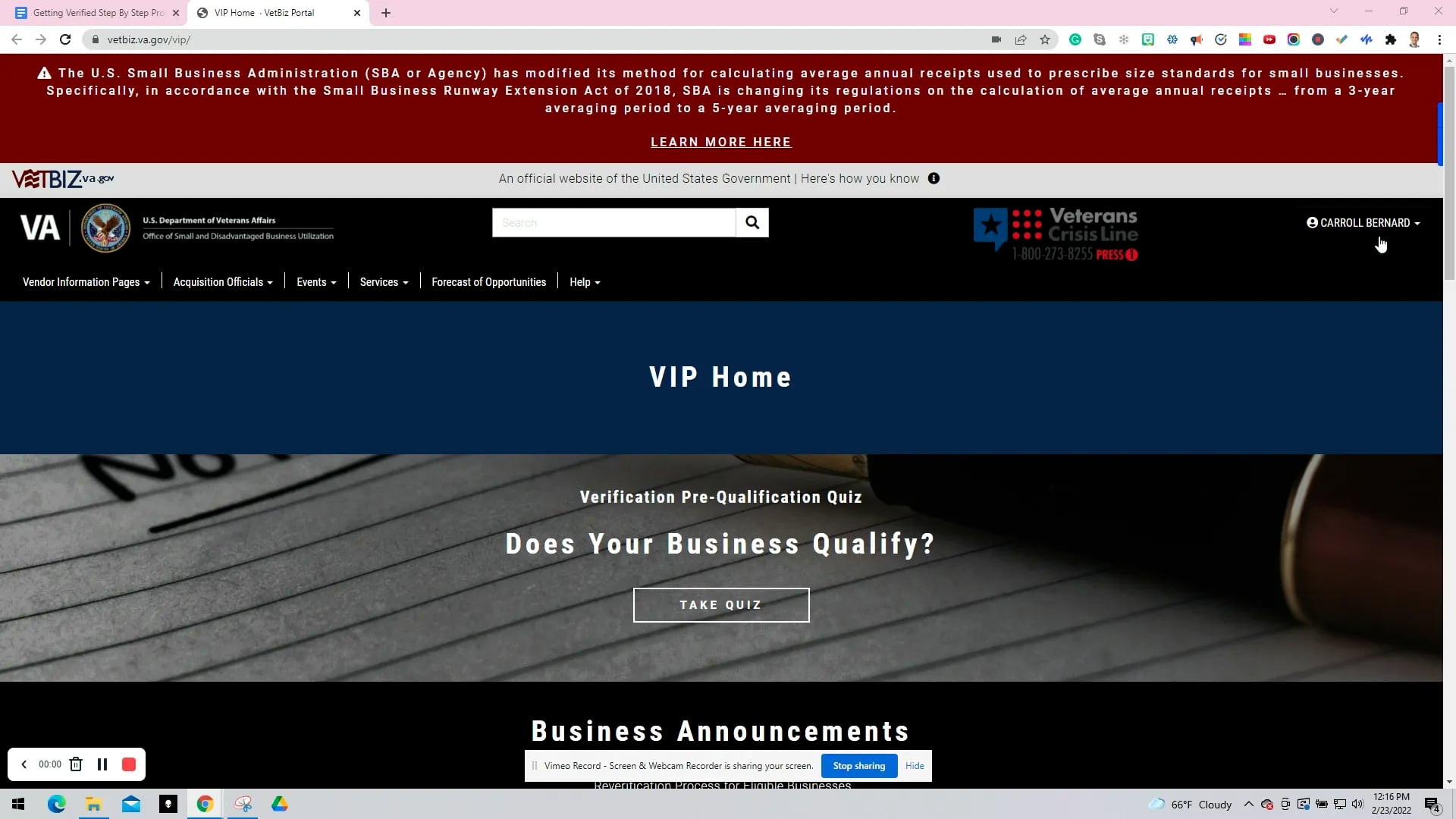 VA Verification Walkthrough on Vimeo