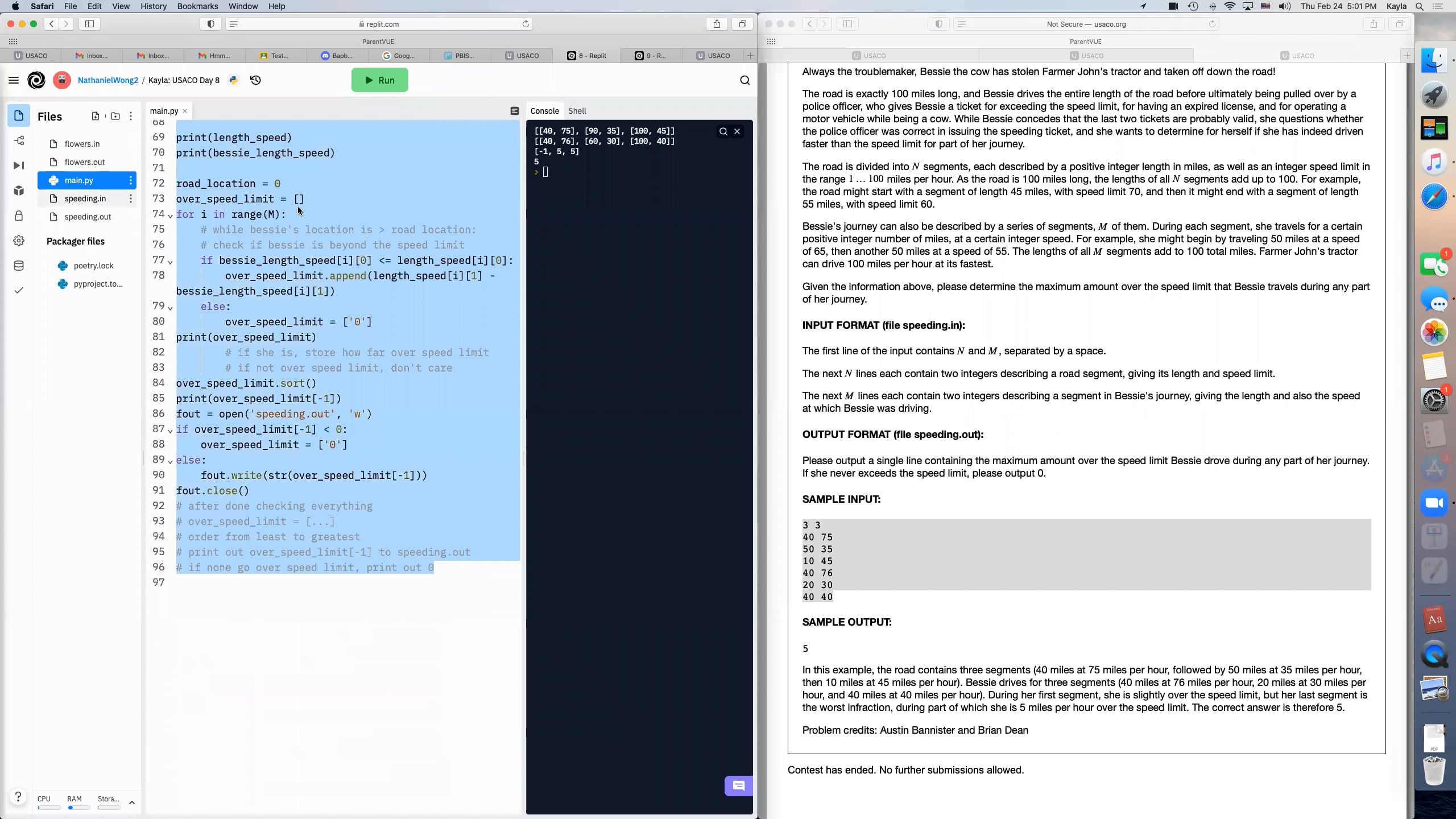 USACO 1-1_Class 9_Speeding Ticket 2 on Vimeo