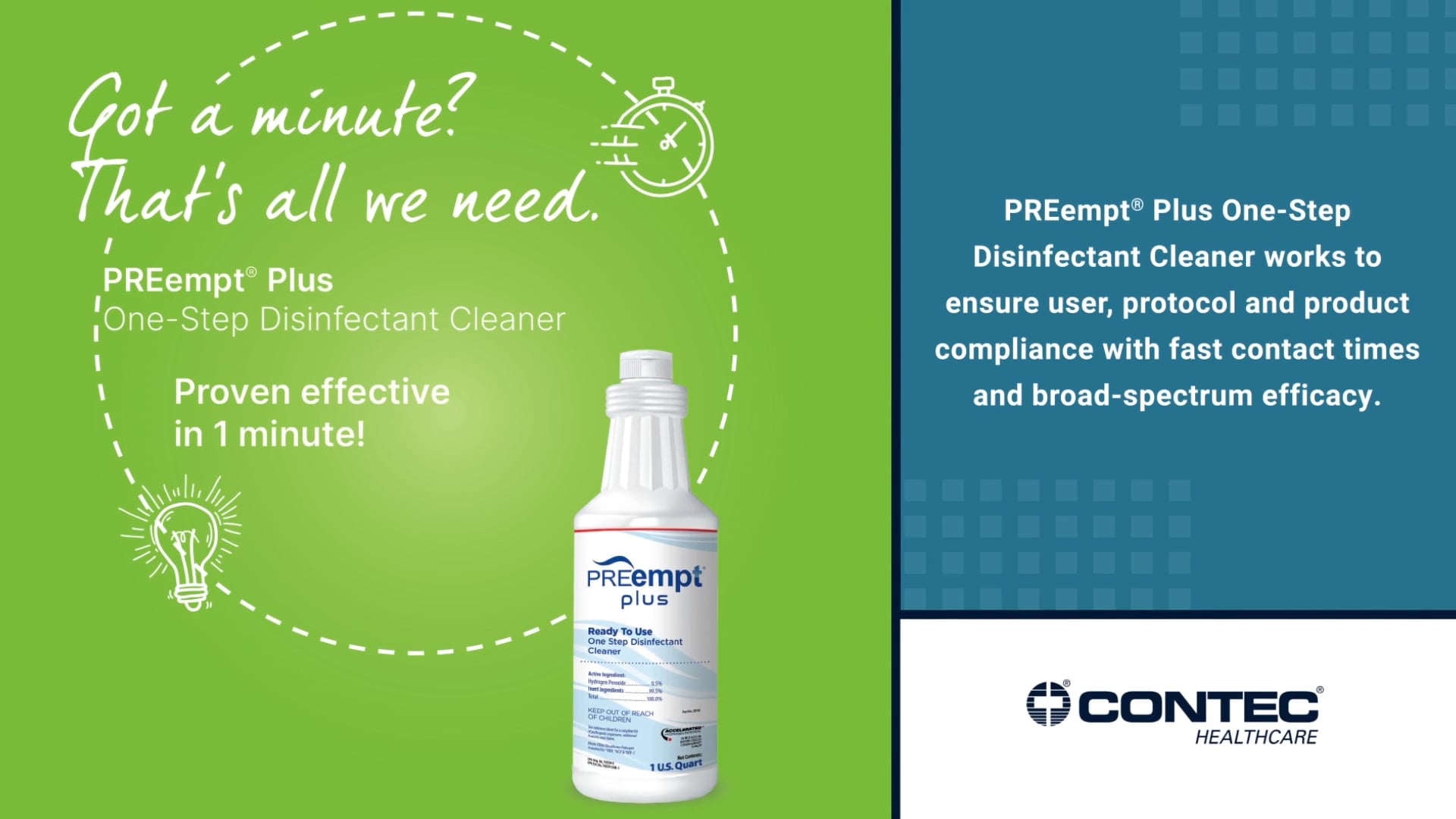 Contec Healthcare | PREempt Plus: One-Step Disinfectant Cleaner. Proven Effective in One Minute ...