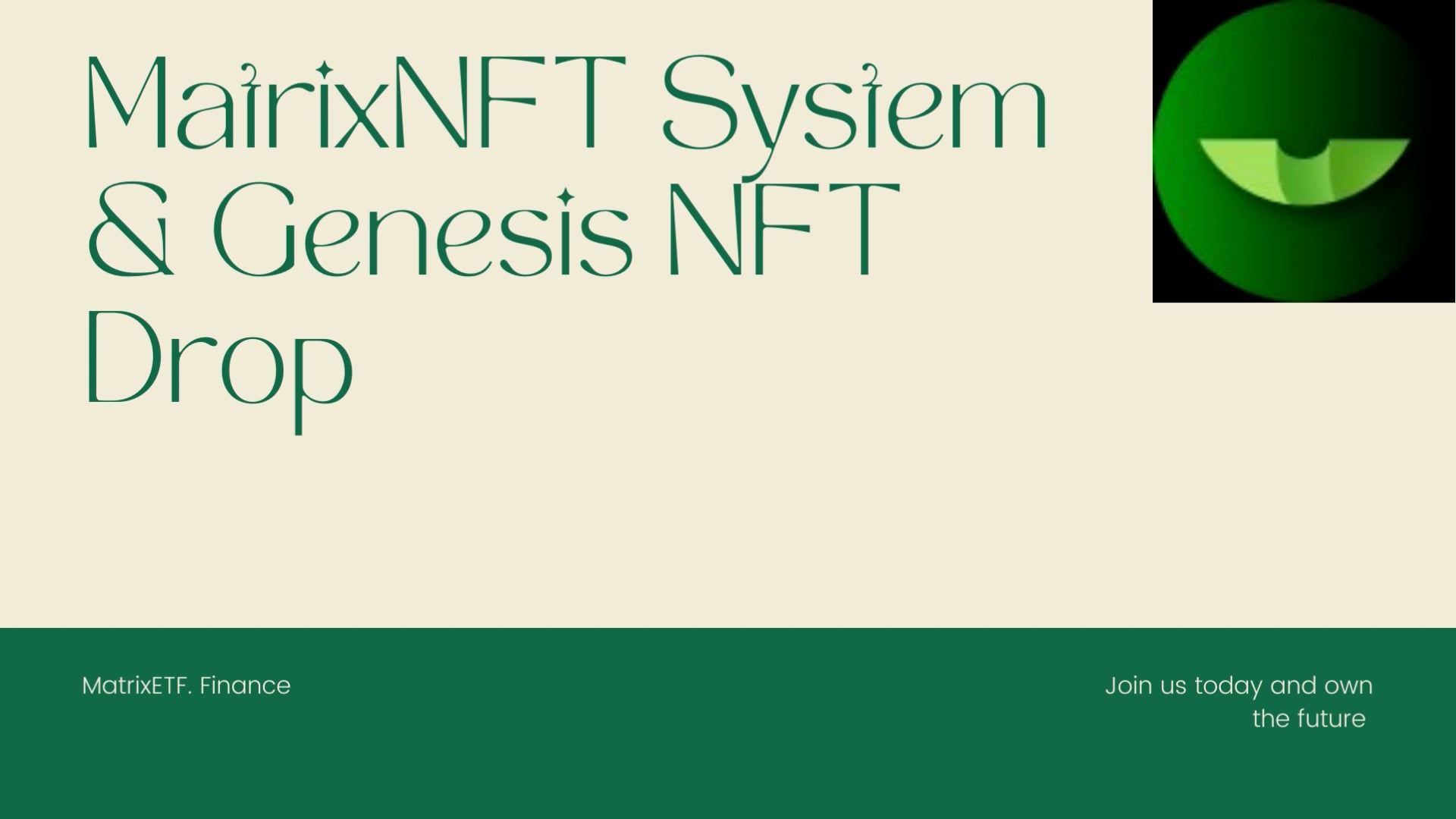 Matrix NFT system and Genesis NFT Drop on Vimeo