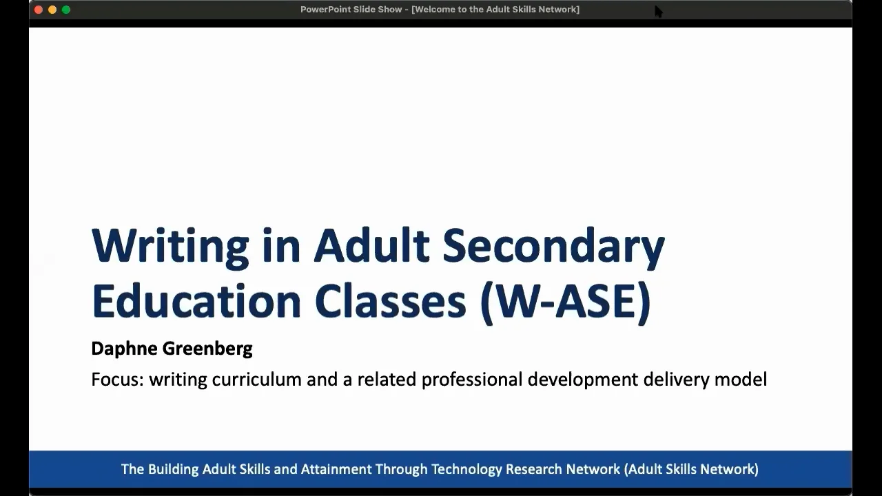 Writing in Adult Secondary Education Classes (W-ASE) on Vimeo