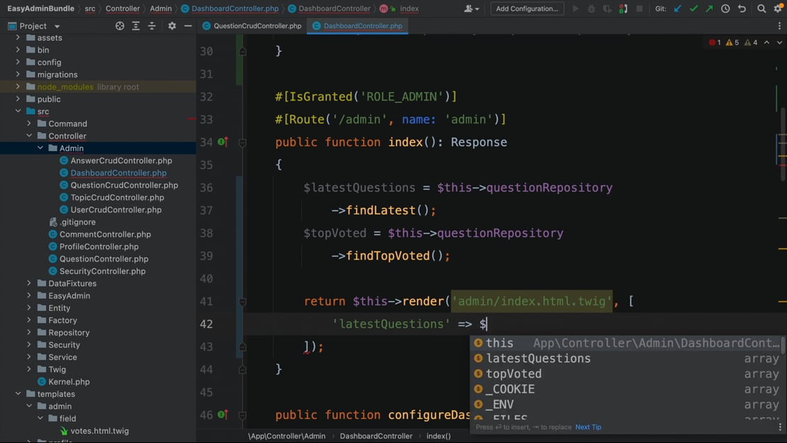 The Dashboard Page > EasyAdmin! For an Awesomely Powerful Admin Area | SymfonyCasts