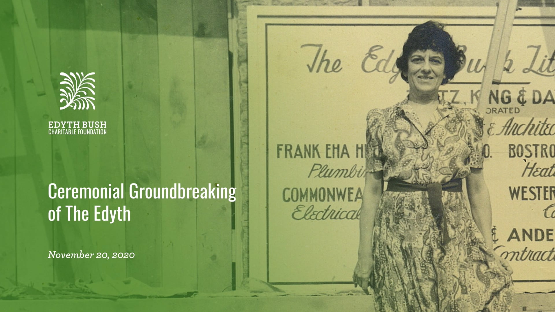 Edyth Bush Charitable Foundation 'Groundbreaking Ceremony' on Vimeo