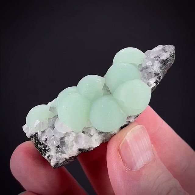 Prehnite on Calcite - PRE22-26 - Braen Quarry - USA Mineral Specimen