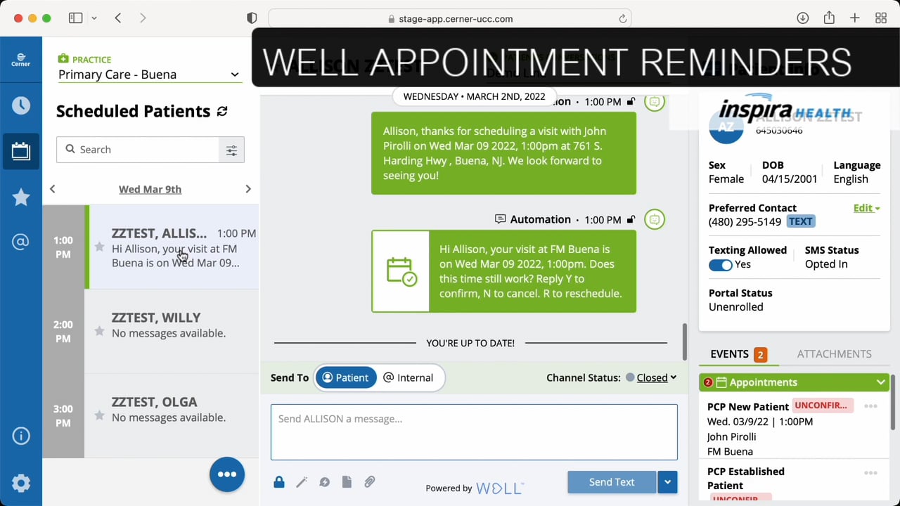WELL Appointment Reminders on Vimeo