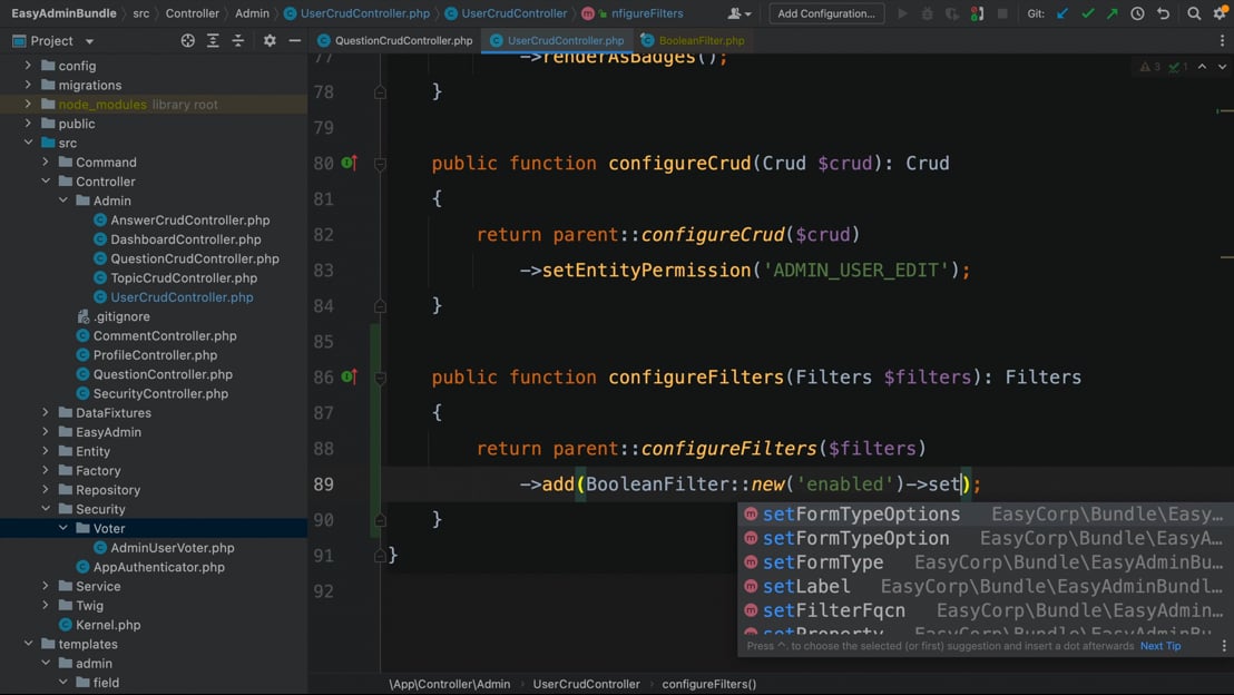 The Filter System > EasyAdmin! For an Awesomely Powerful Admin Area | SymfonyCasts