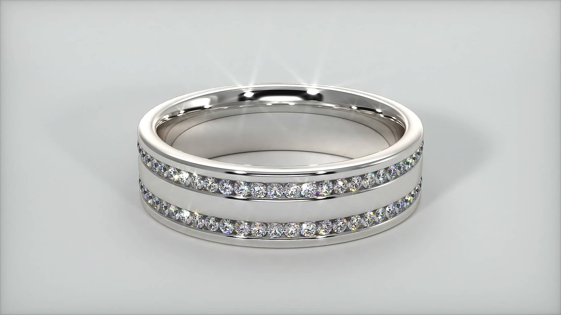 Double Row Channel Set Diamond Ring (White) on Vimeo