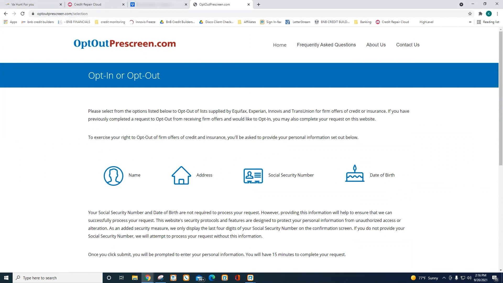 52 Task #7 - Opt Out Prescreen on Vimeo